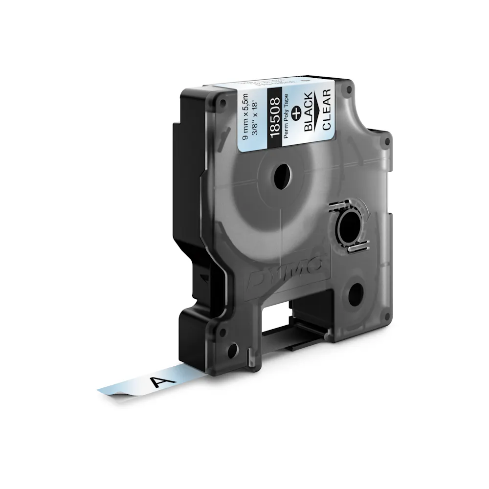 DYMO Industrial Permanent Polyester Labels, 3/8", Black on Clear | Dymo
