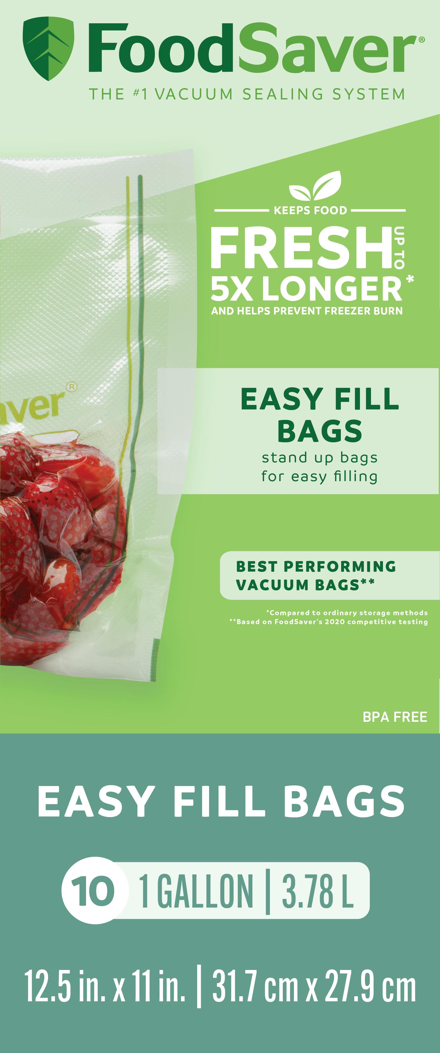 FoodSaver Easy Fill 1 Gallon Vacuum Sealer Bags 10 Count Foodsaver