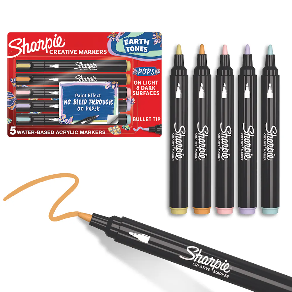 Sharpie Creative Markers, Acrylic, Earth Tones, Bullet Tip | Sharpie AU