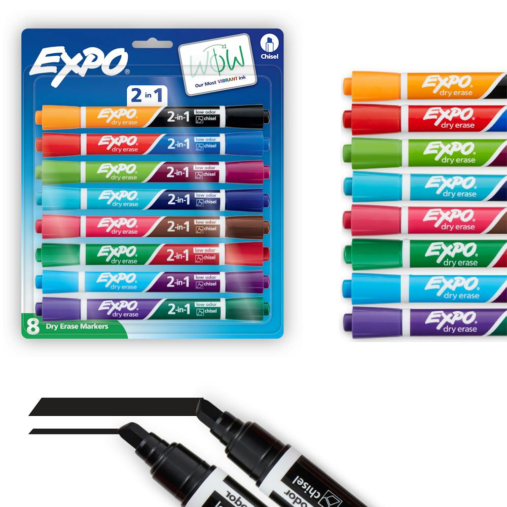 EXPO 2-in-1 Dry Erase Markers, Chisel Tip | Expo CA