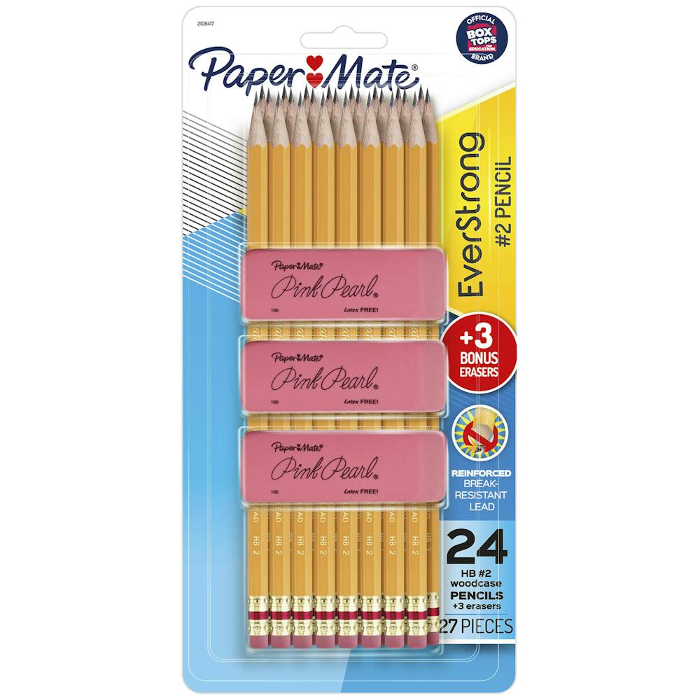 Paper Mate EverStrong #2 Woodcase Pencils with Pink Pearl Erasers ...
