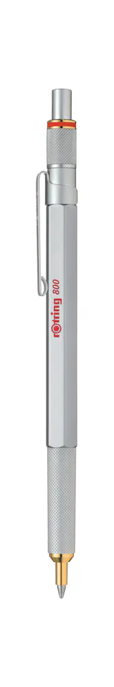 rOtring 800 Retractable Ballpoint Pen, Medium Point, Silver | rOtring