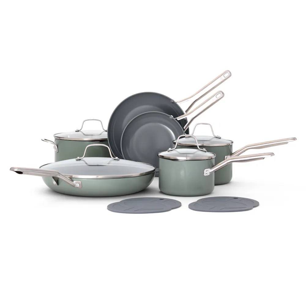 Calphalon® Ceramic Nonstick 12-Piece Cookware Set, Silver Ash | Calphalon